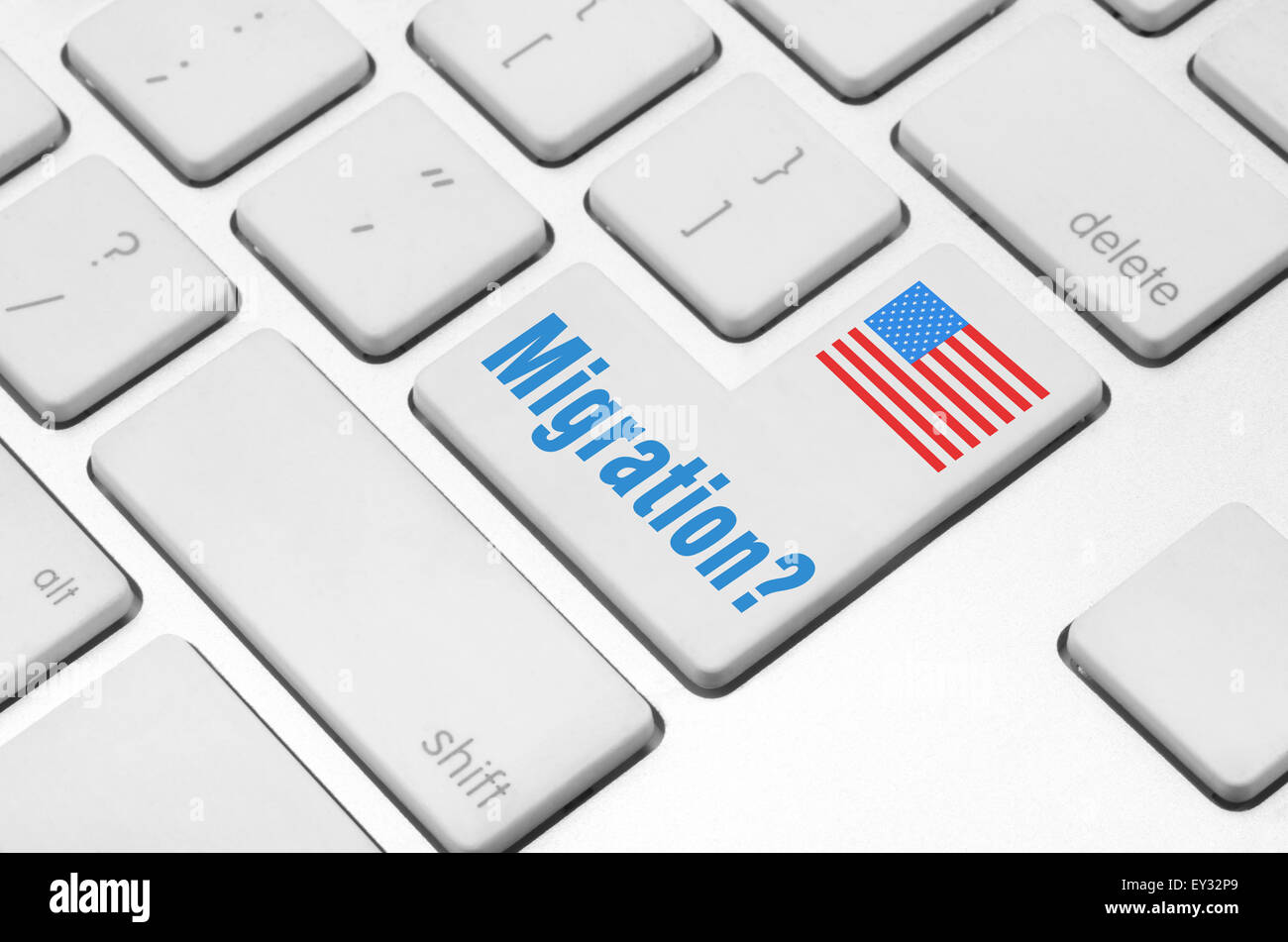 Migration on the computer keyboard Stock Photo - Alamy