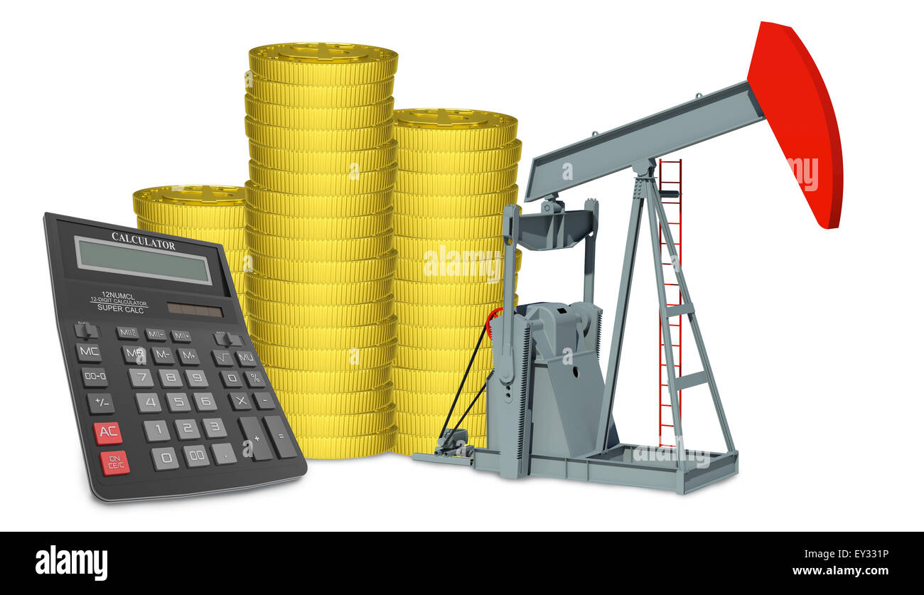 Oil pump with stack of coins Stock Photo - Alamy