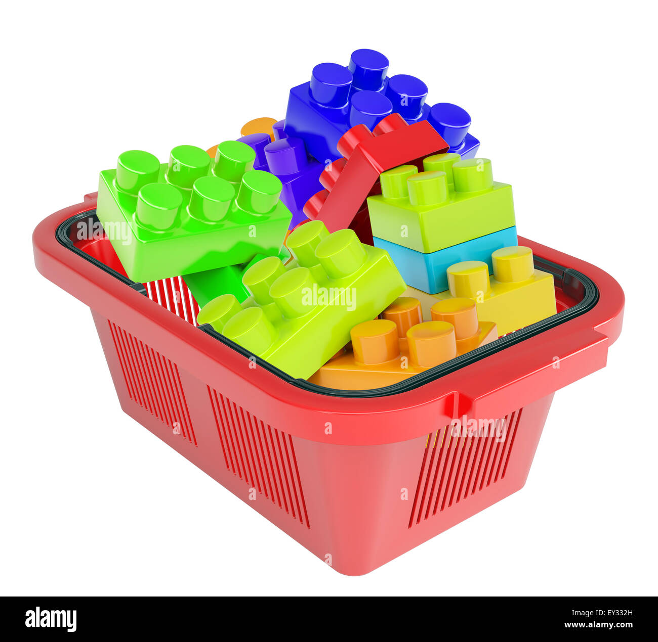 Toy bricks in shopping basket Stock Photo - Alamy