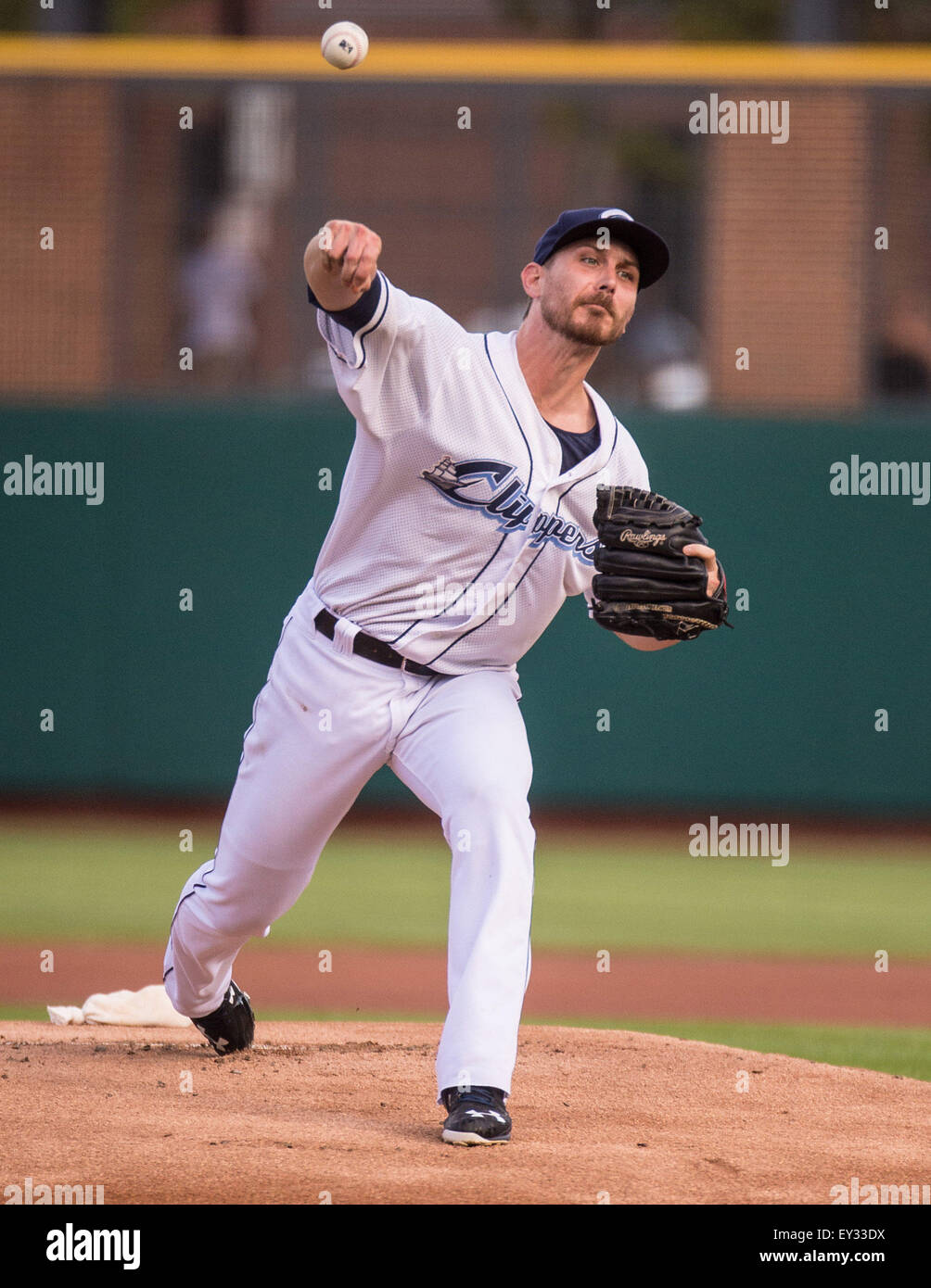 Columbus, Ohio, USA. 20th July, 2015. Clippers pitcher Josh Tomlin ...