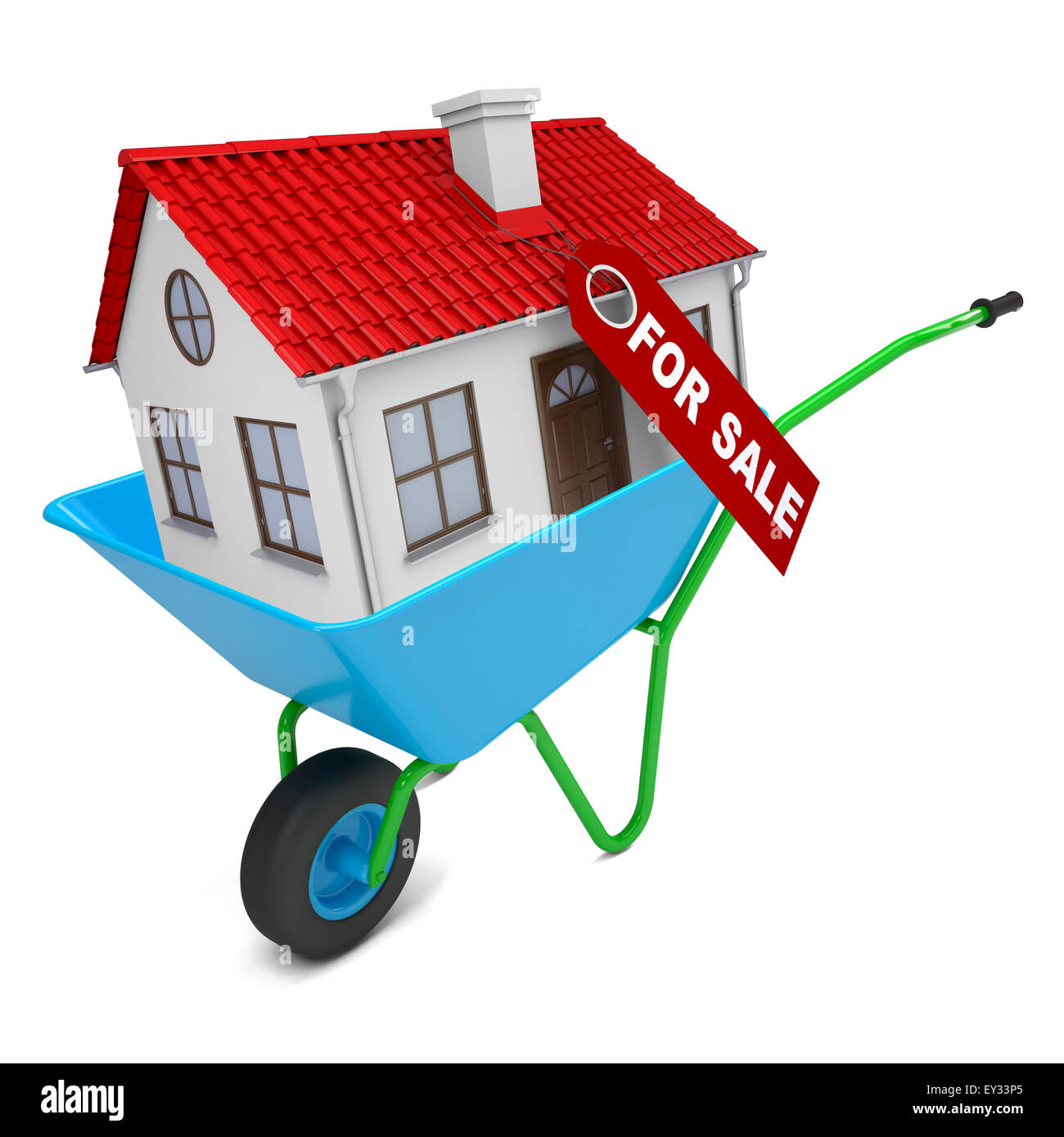 House with red roof in hand-barrow Stock Photo - Alamy