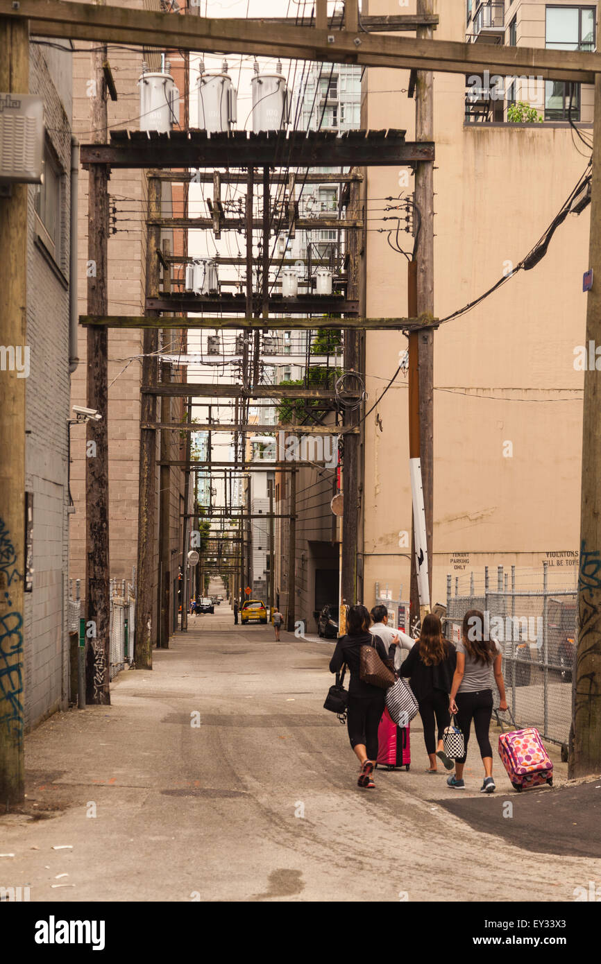 Typical back alley for electrical and telephone distribution in ...