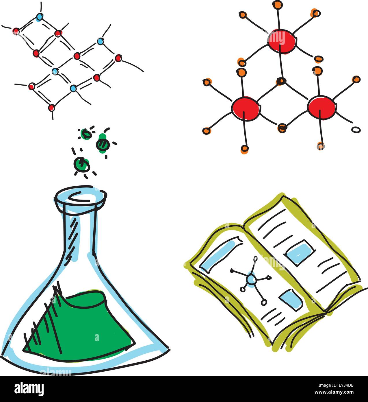 Drawn picture with chemistry symbols. Vector illustration Stock Vector ...