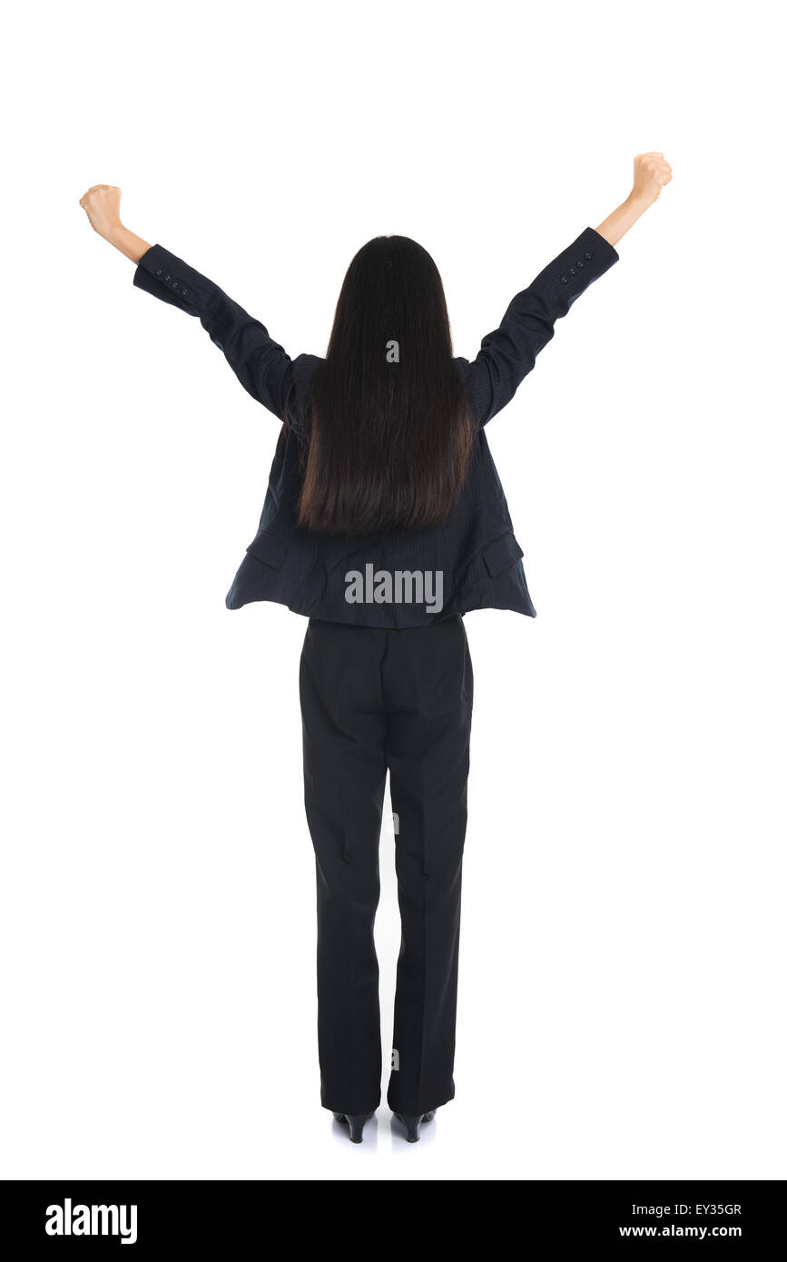 Asian business woman from the back looking at something isolated over ...