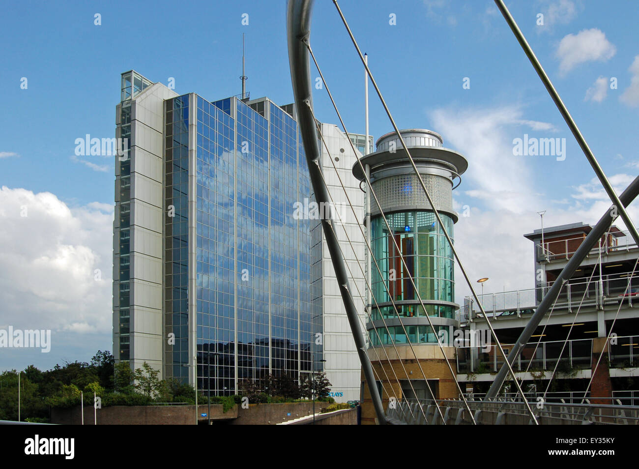 BASINGSTOKE, UK - AUGUST 7, 2007: View along a contemporary footbridge ...