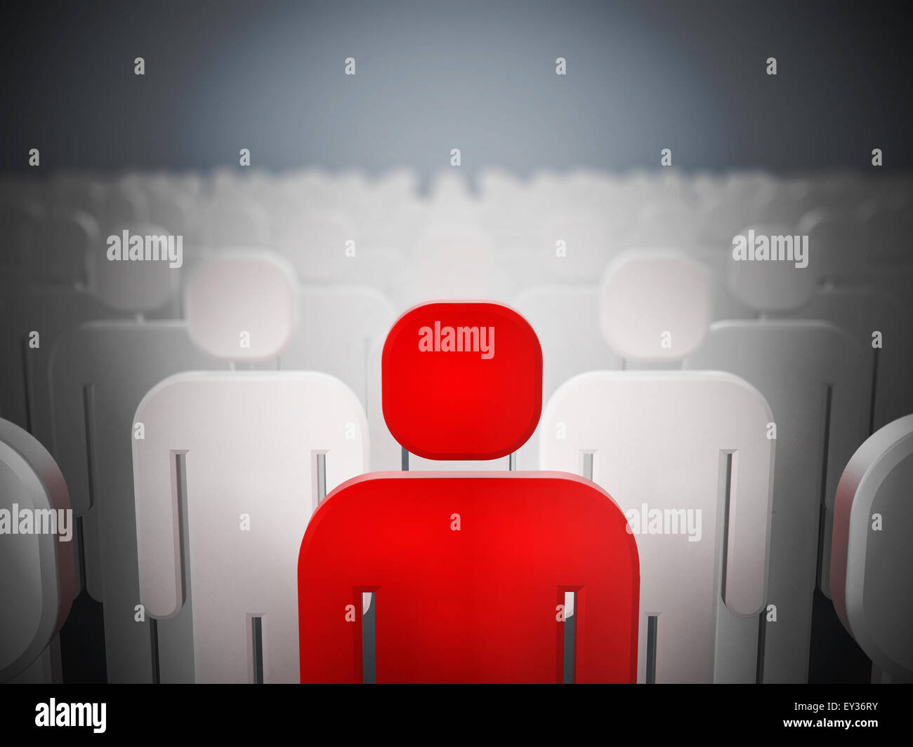 Red person shape standing out among white ones Stock Photo - Alamy