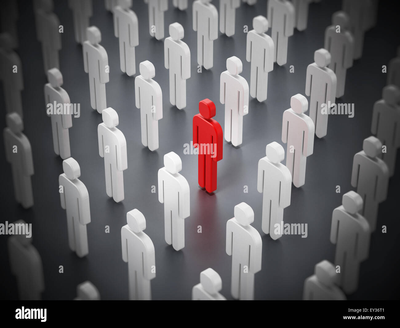 Red person shape standing out among white ones Stock Photo - Alamy