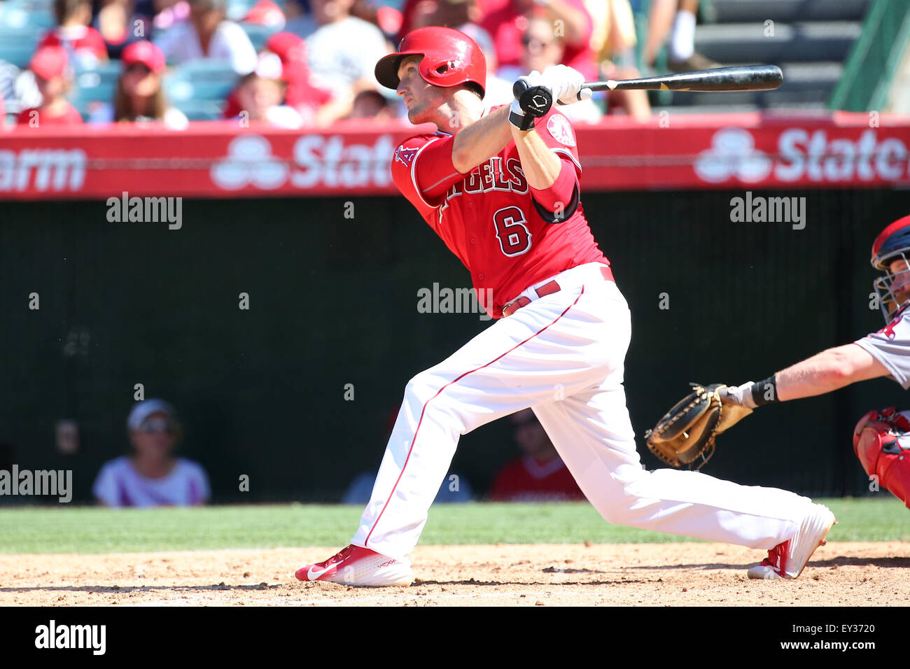 July 20, 2015: Los Angeles Angels third baseman David Freese #6 watches ...