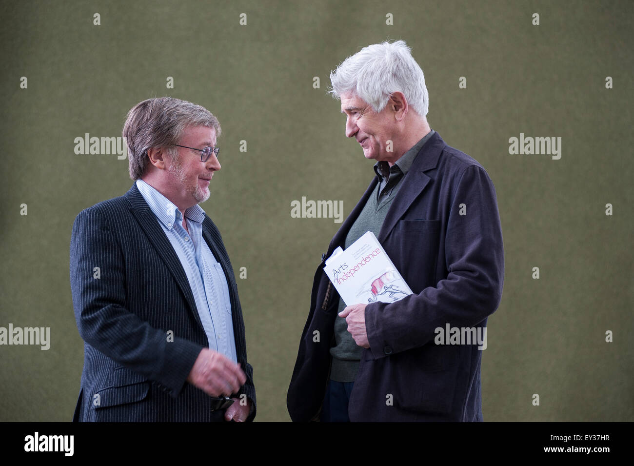 Artist Alexander Moffat(R) with poet Alan Riach(L) attending the ...