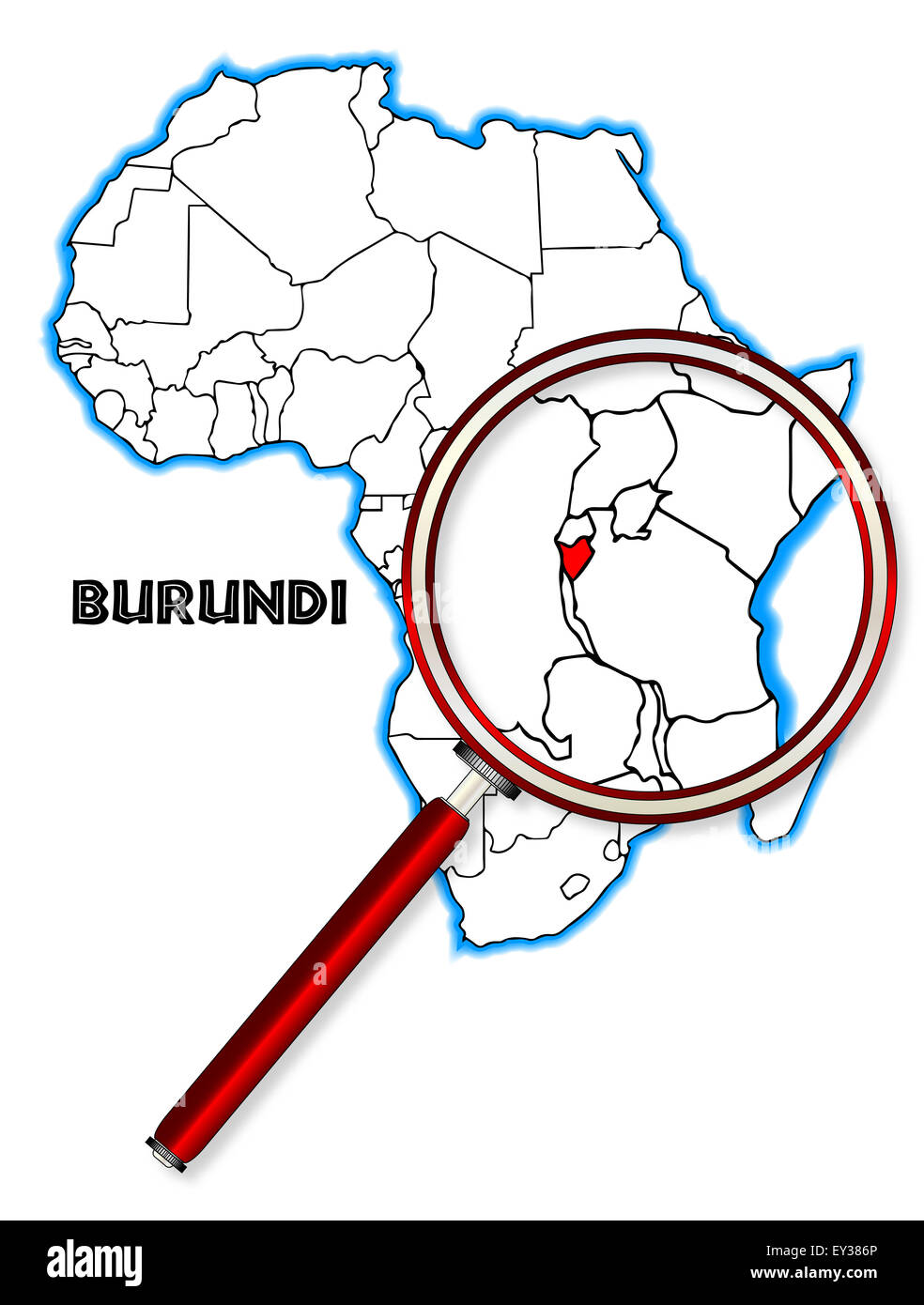 Burundi outline inset into a map of Africa over a white background Stock Photo - Alamy