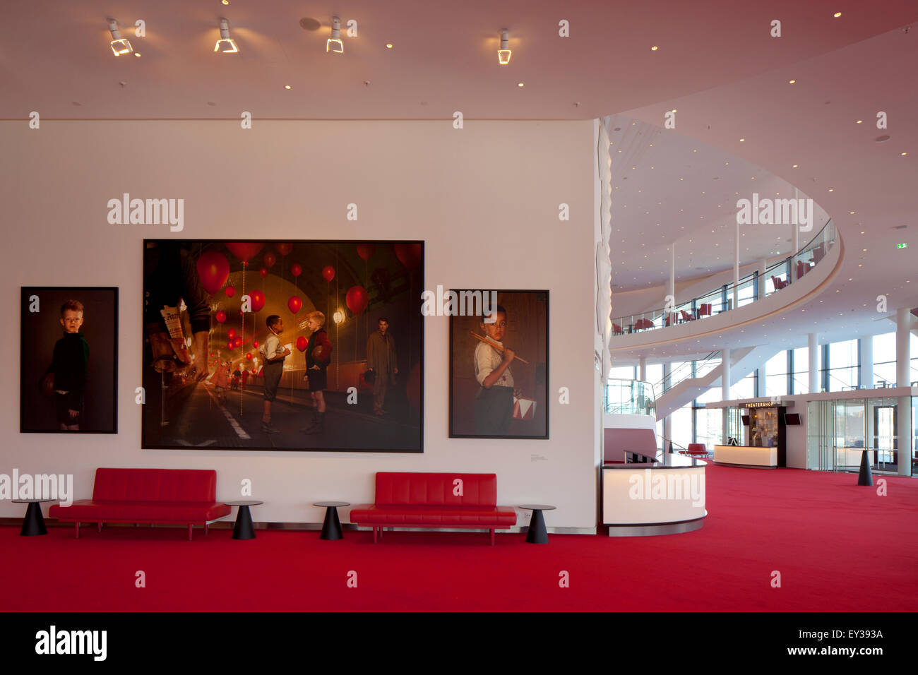 Foyer with modern art, Stage Theater an der Elbe, Hamburg, Germany ...