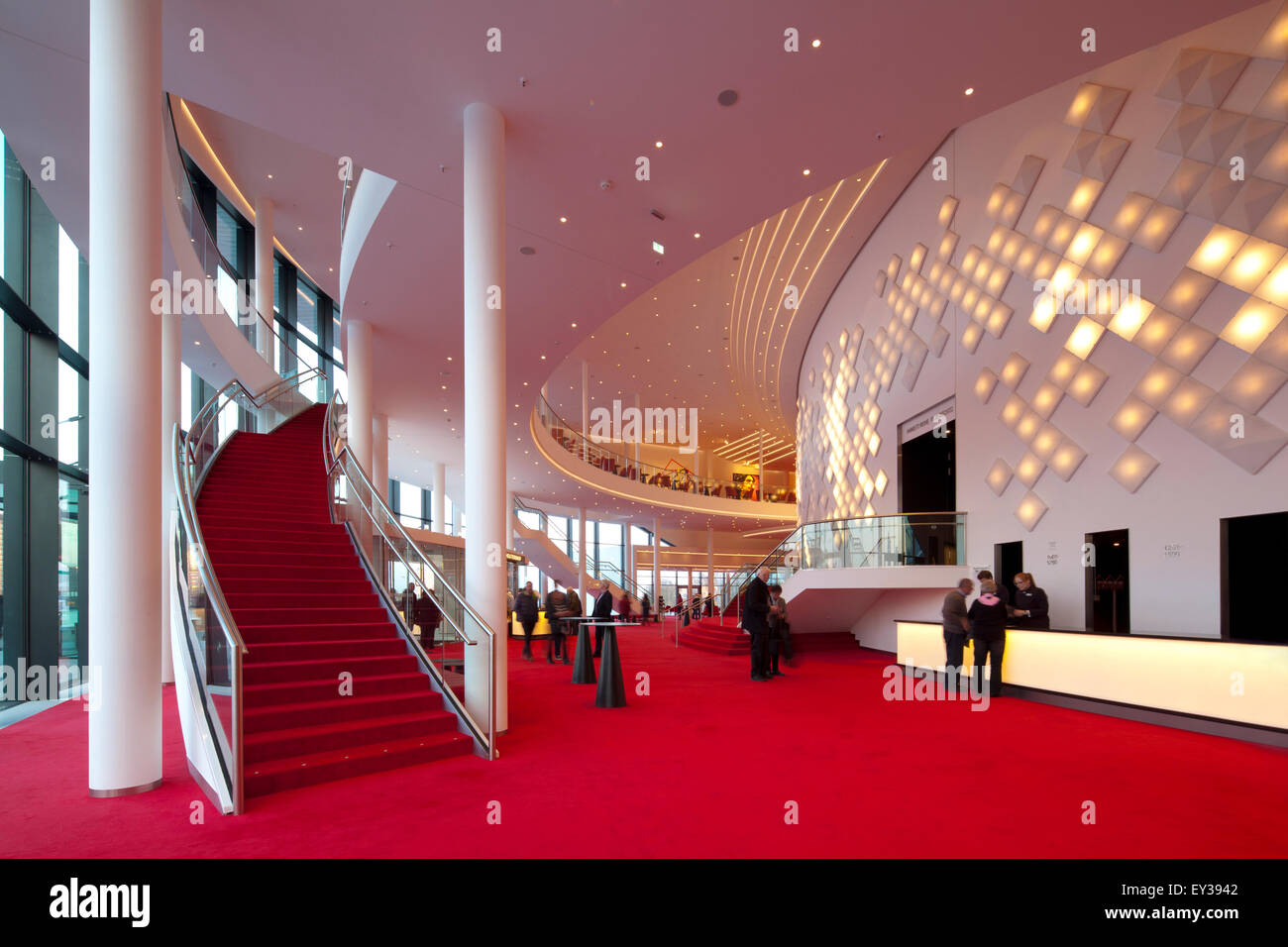 Large foyer on two floors with decorative light installation, Stage ...