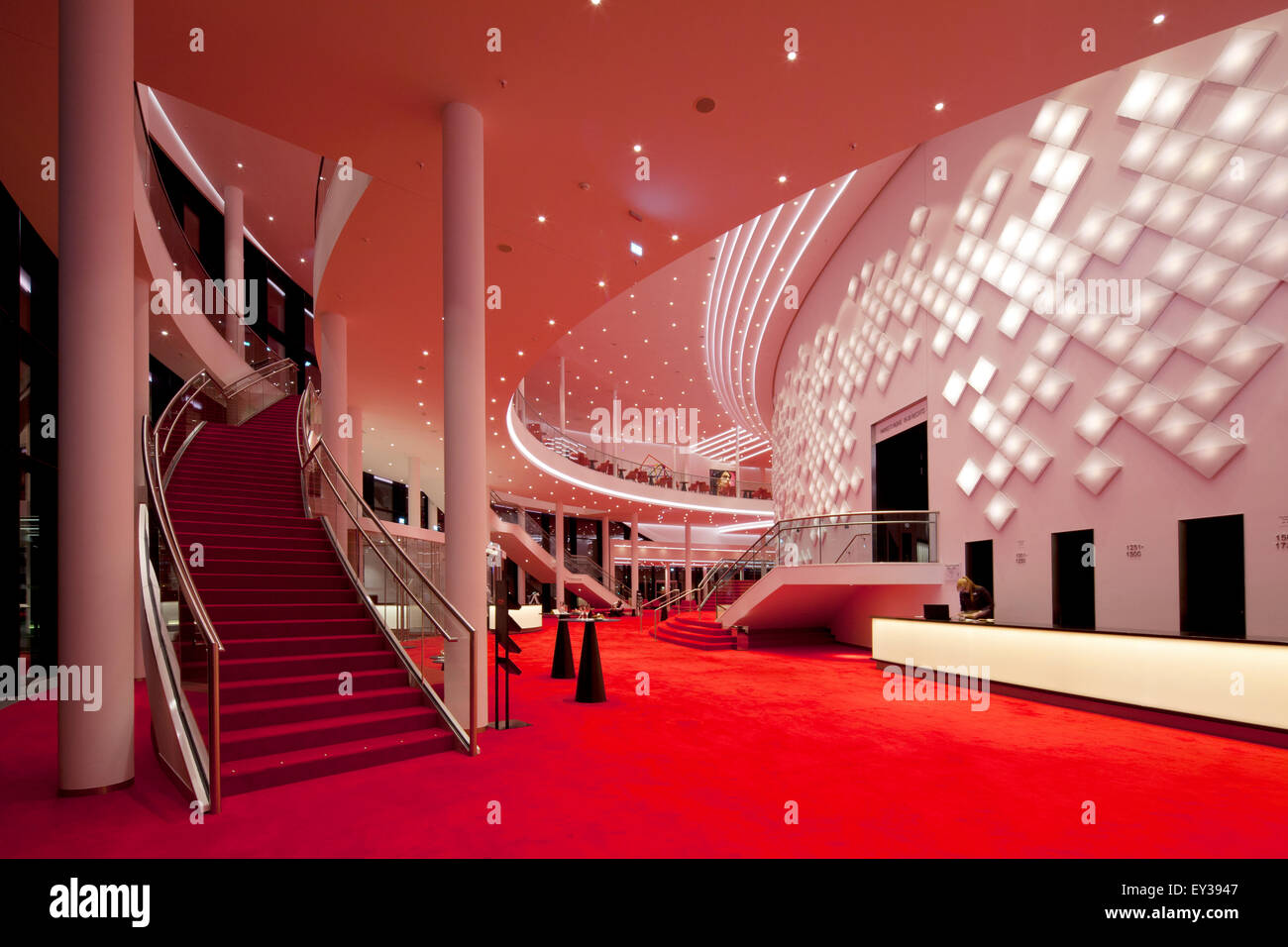 Large foyer on two floors with decorative light installation, Stage ...