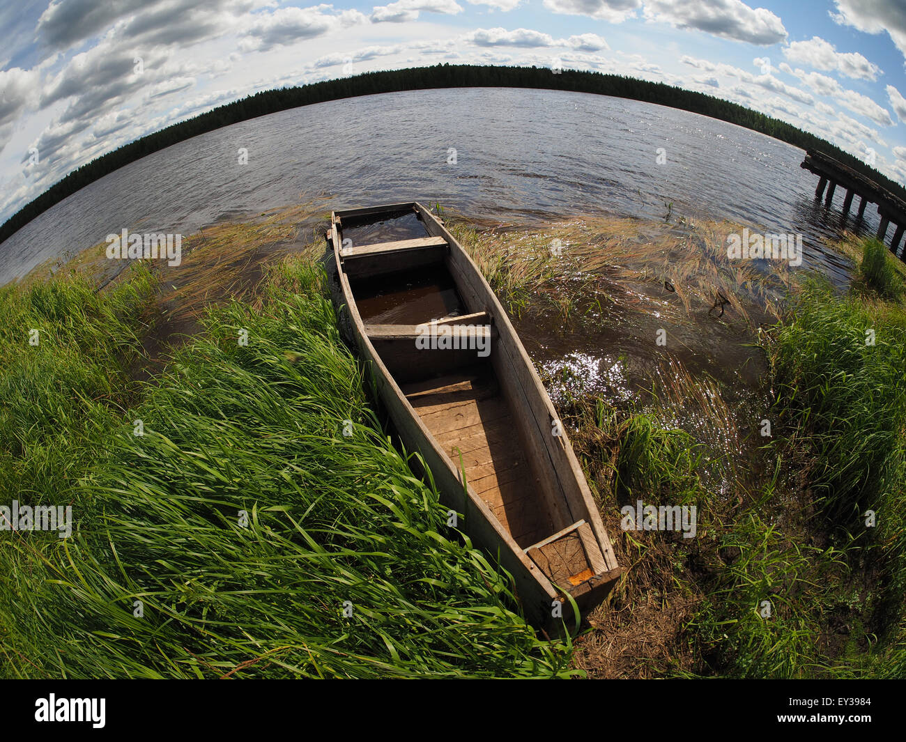 old boat on the river Stock Photo - Alamy