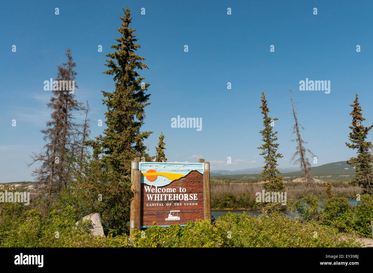 Sign Welcome to Whitehorse, Yukon Territory, Canada Stock Photo - Alamy
