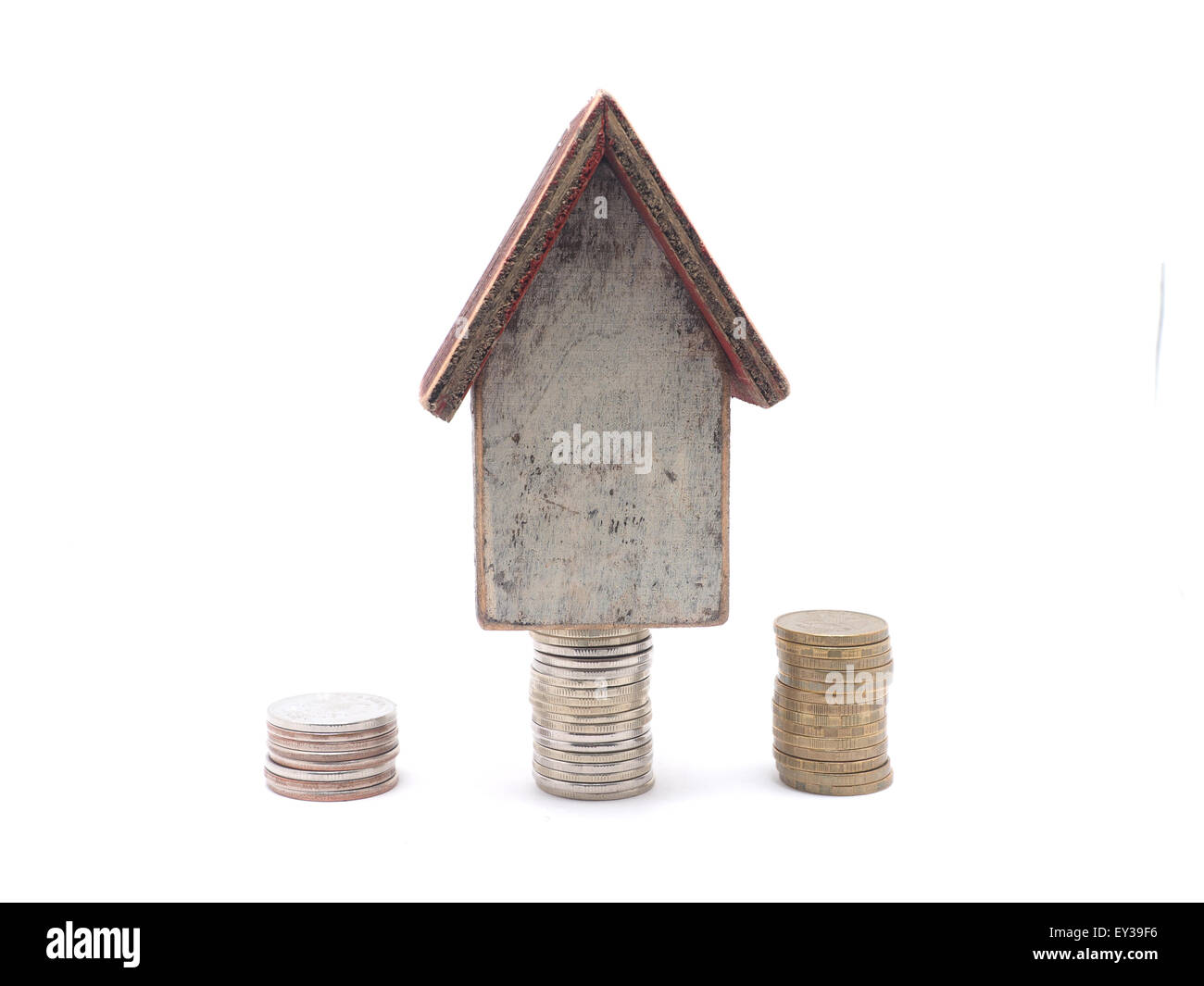 House and money on a white background Stock Photo - Alamy