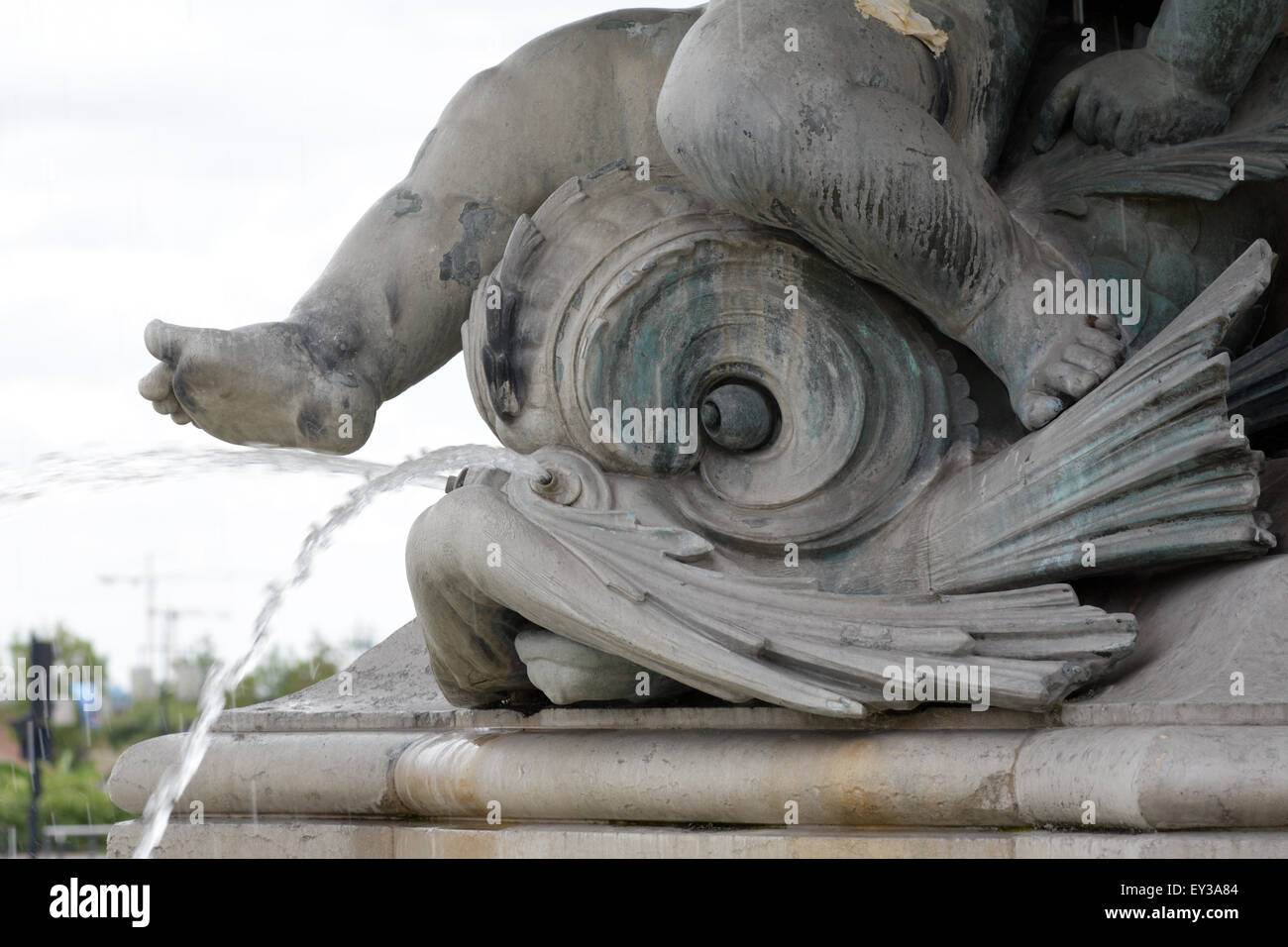 Fish head with water jet part of the Fountain of the Three Graces ...
