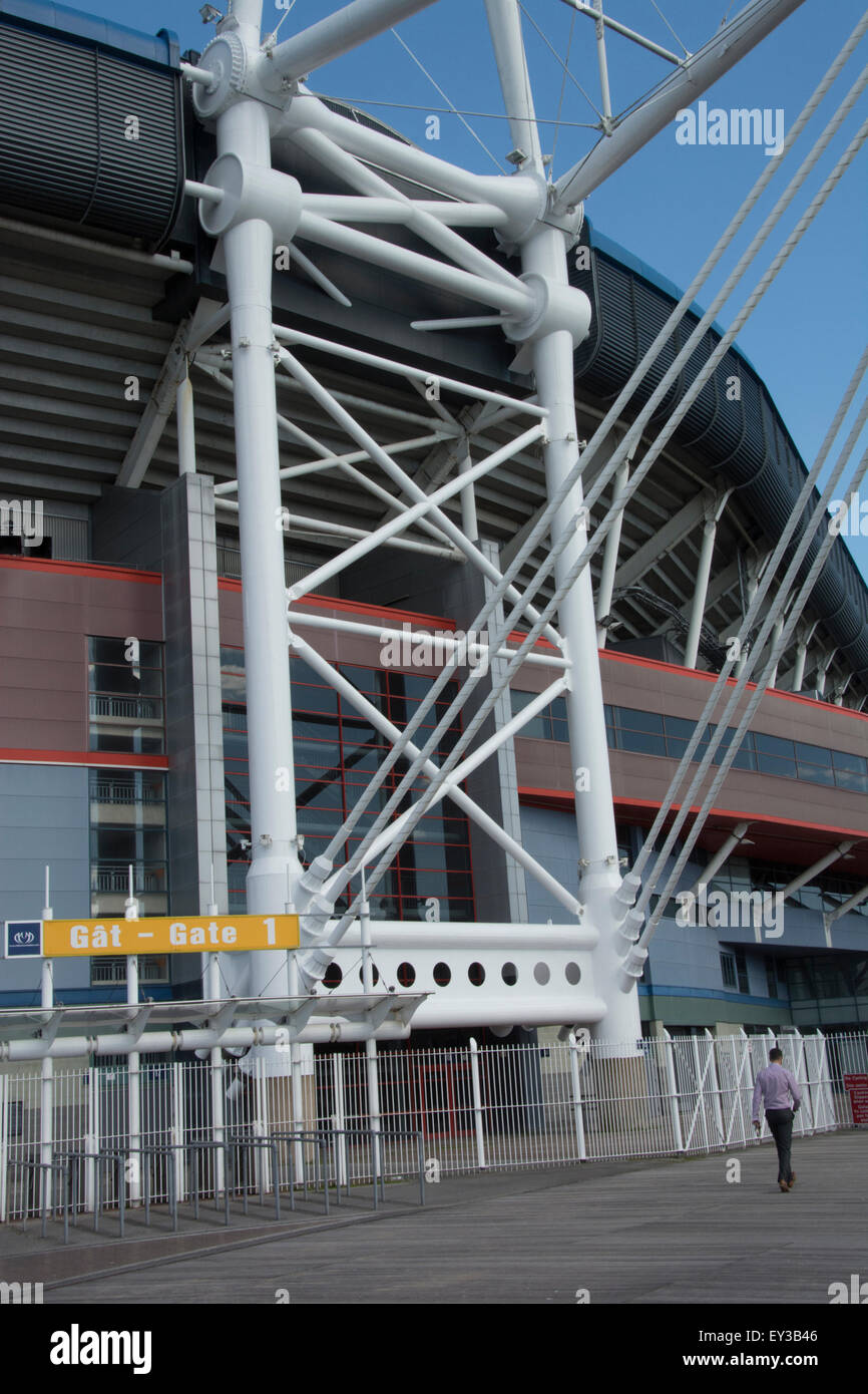 WALES; CARDIFF; SECTION MILLENNIUM BRIDGE STRUCTURE Stock Photo - Alamy