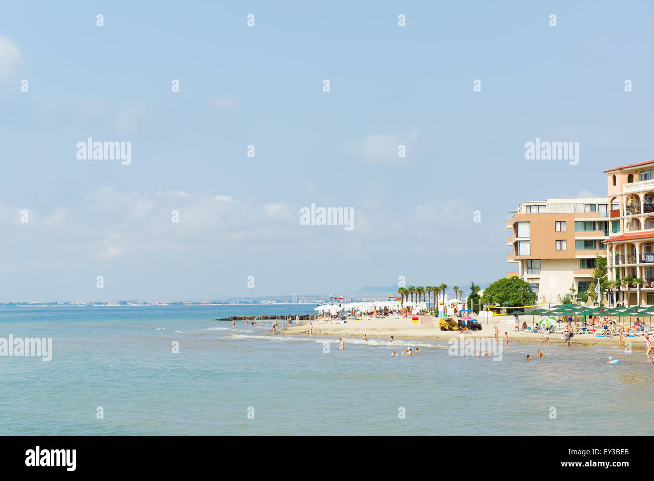 the coast of the azure sea under the sky with clouds Stock Photo - Alamy