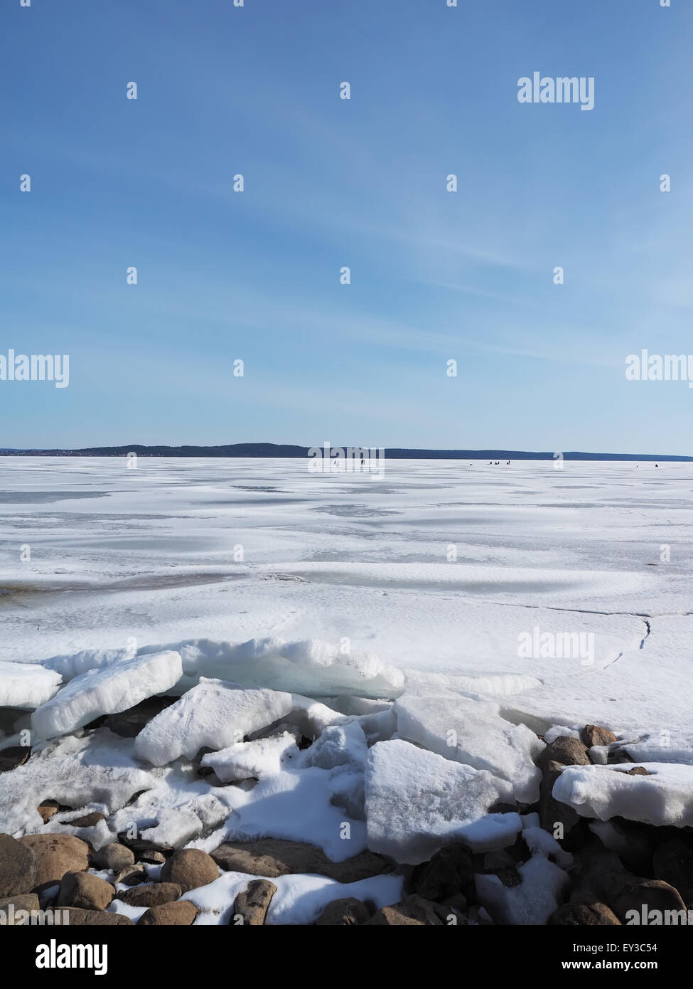 frozen lake in winter Stock Photo - Alamy