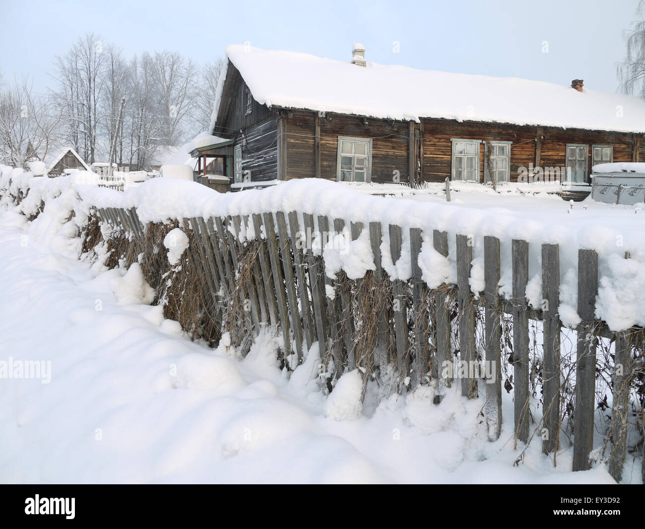 Winter in Russian village Stock Photo - Alamy