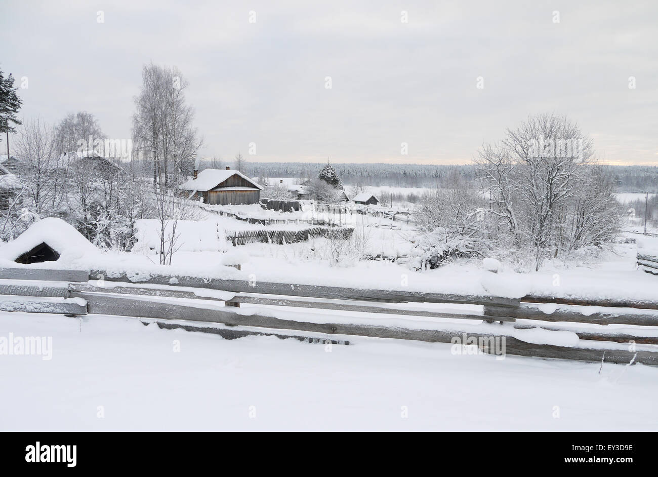 Winter in Russian village Stock Photo - Alamy