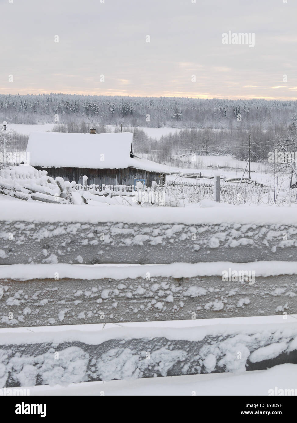 Winter in Russian village Stock Photo - Alamy