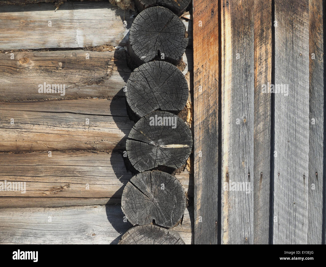 Wooden log walls. background Stock Photo - Alamy