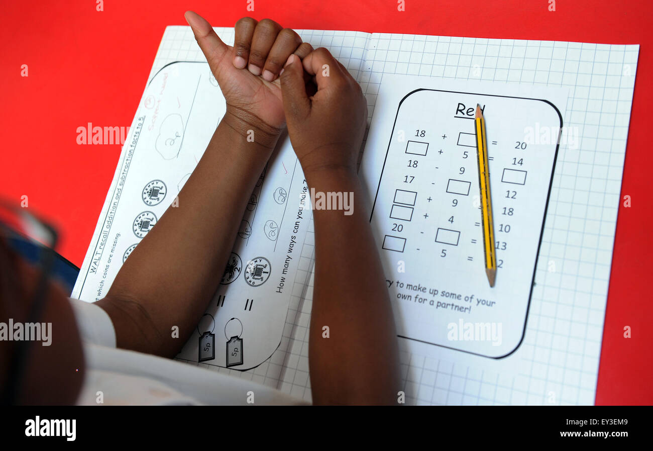 children working on mathematics in class. Picture by Paul Heyes Stock ...