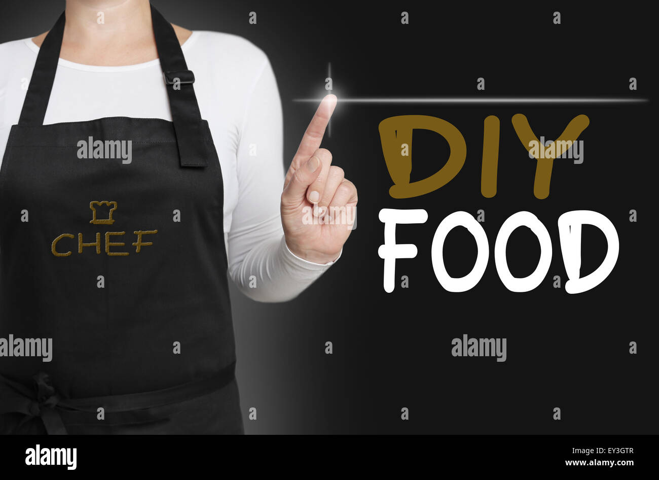 diy food touchscreen is operated by cook Stock Photo - Alamy