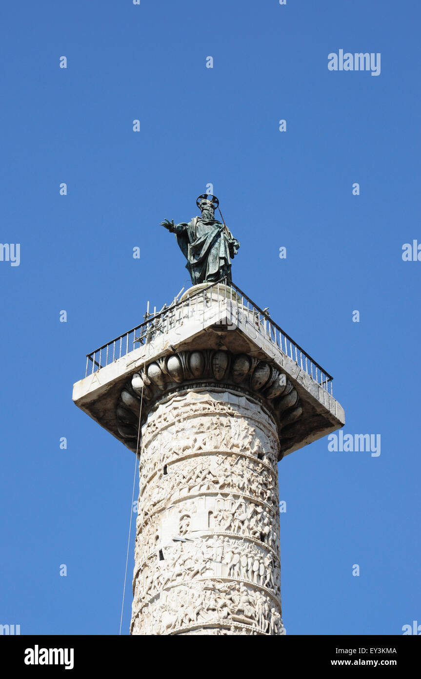 Column of Marcus Aurelius, Piazza Colonna, Rome, Italy Stock Photo - Alamy