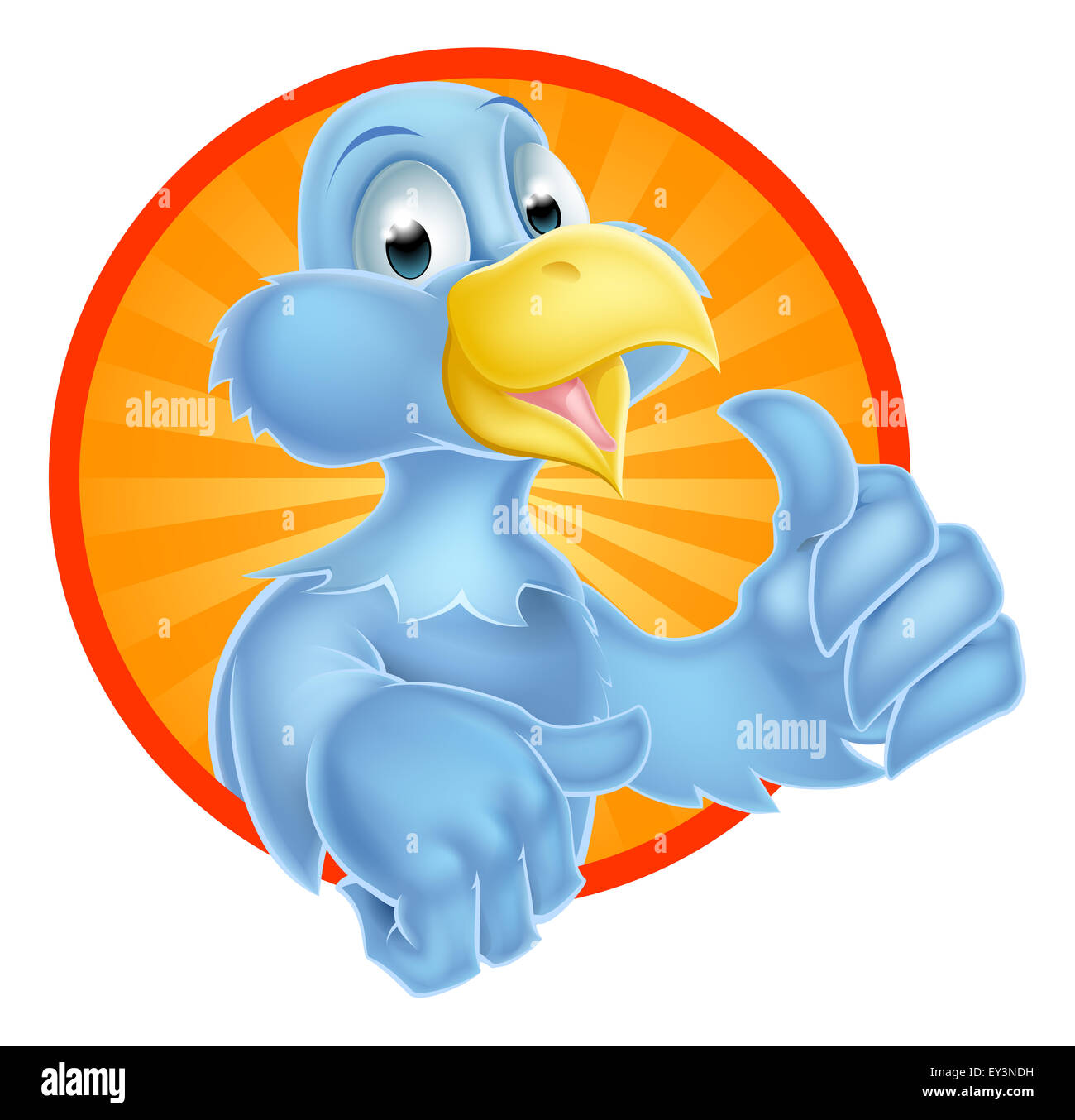 A cartoon bluebird bird character giving a thumbs up Stock Photo - Alamy
