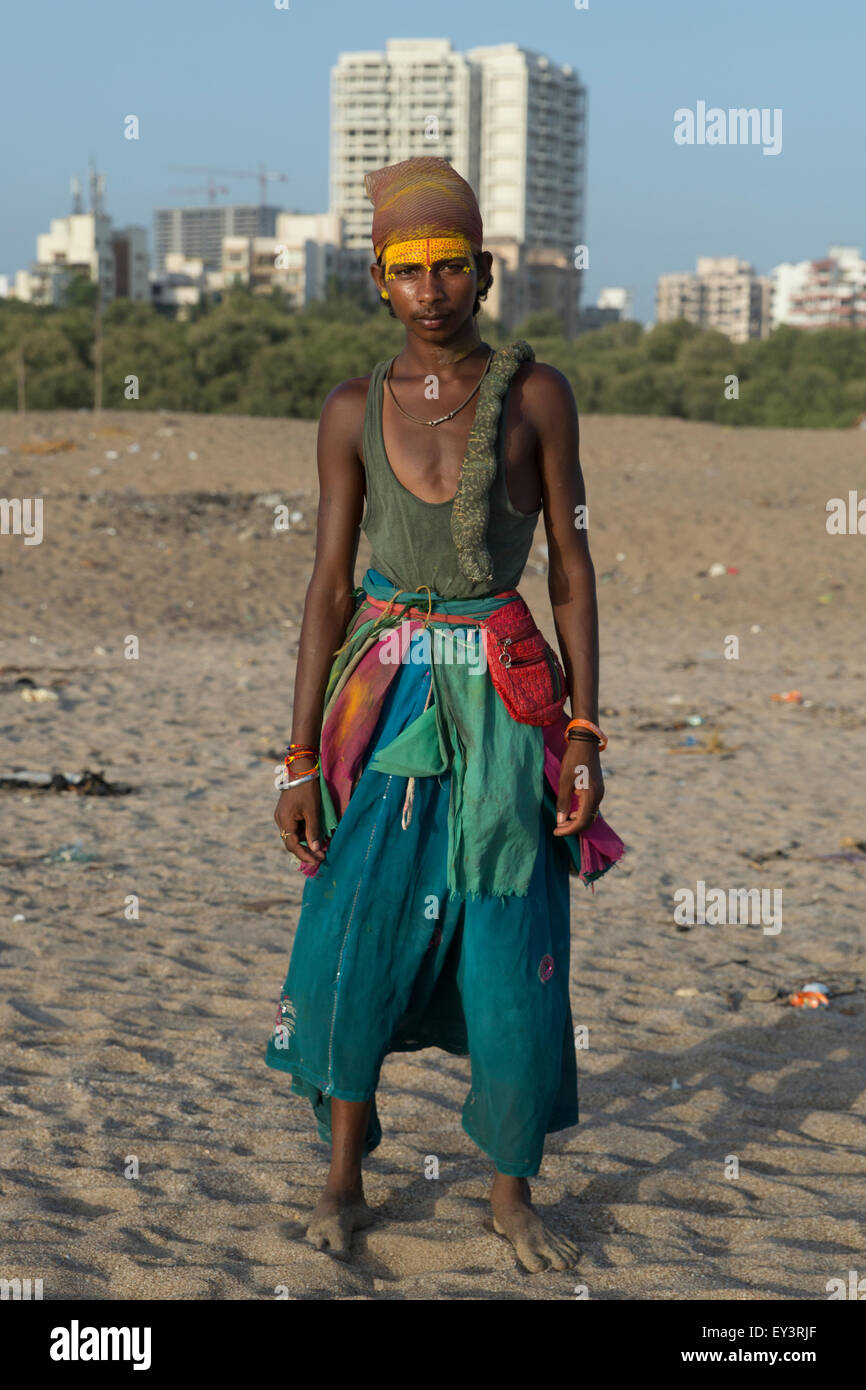 A young boy of tribal Potraj community from maharashtra in the state of ...
