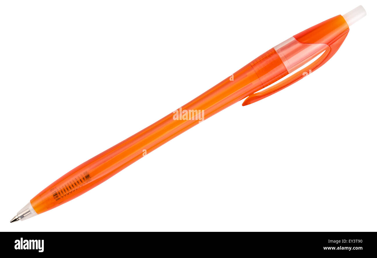 the orange ballpoint pen isolated on white background Stock Photo - Alamy