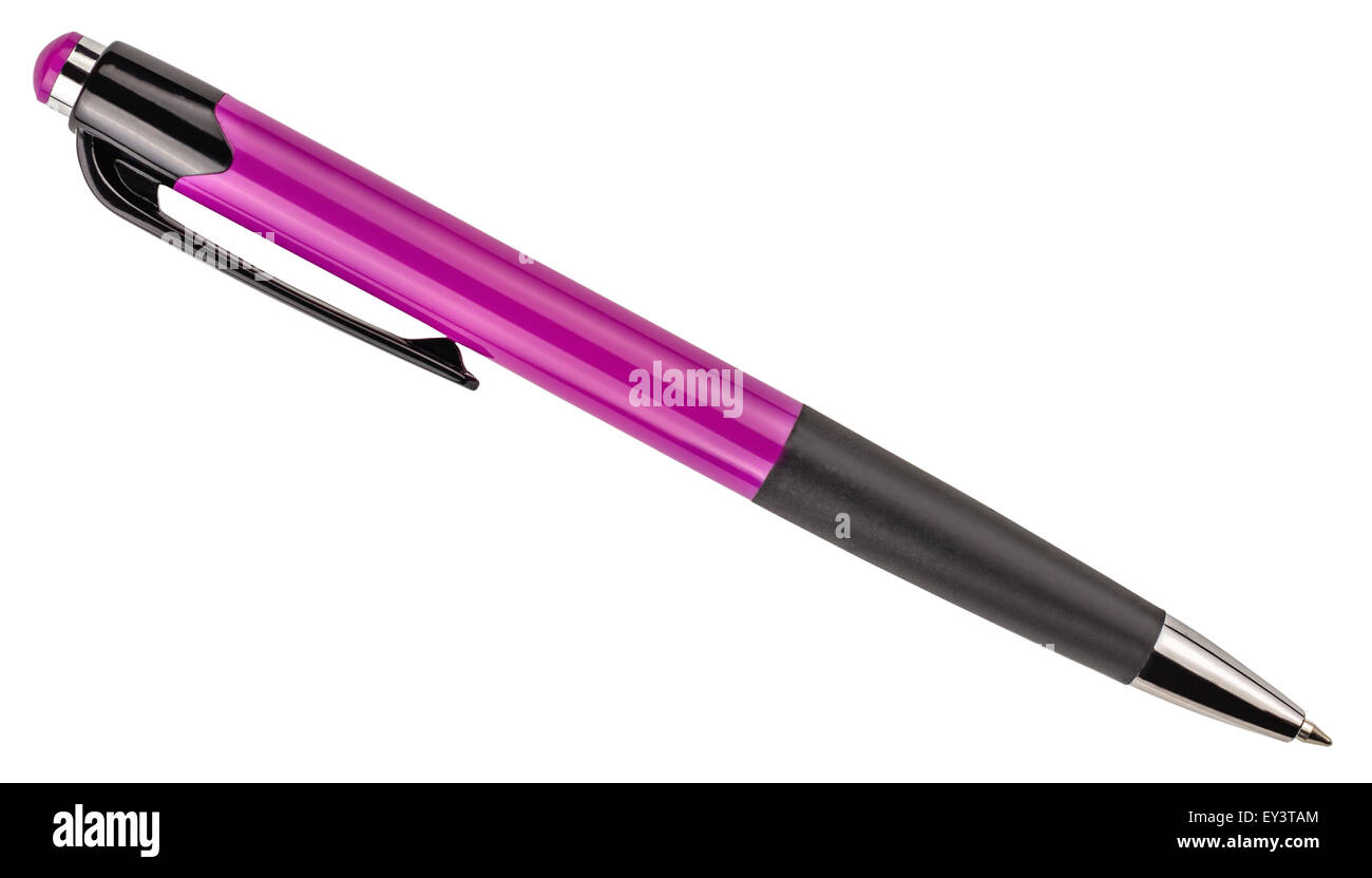 the black and purple ballpoint pen isolated on white background Stock ...