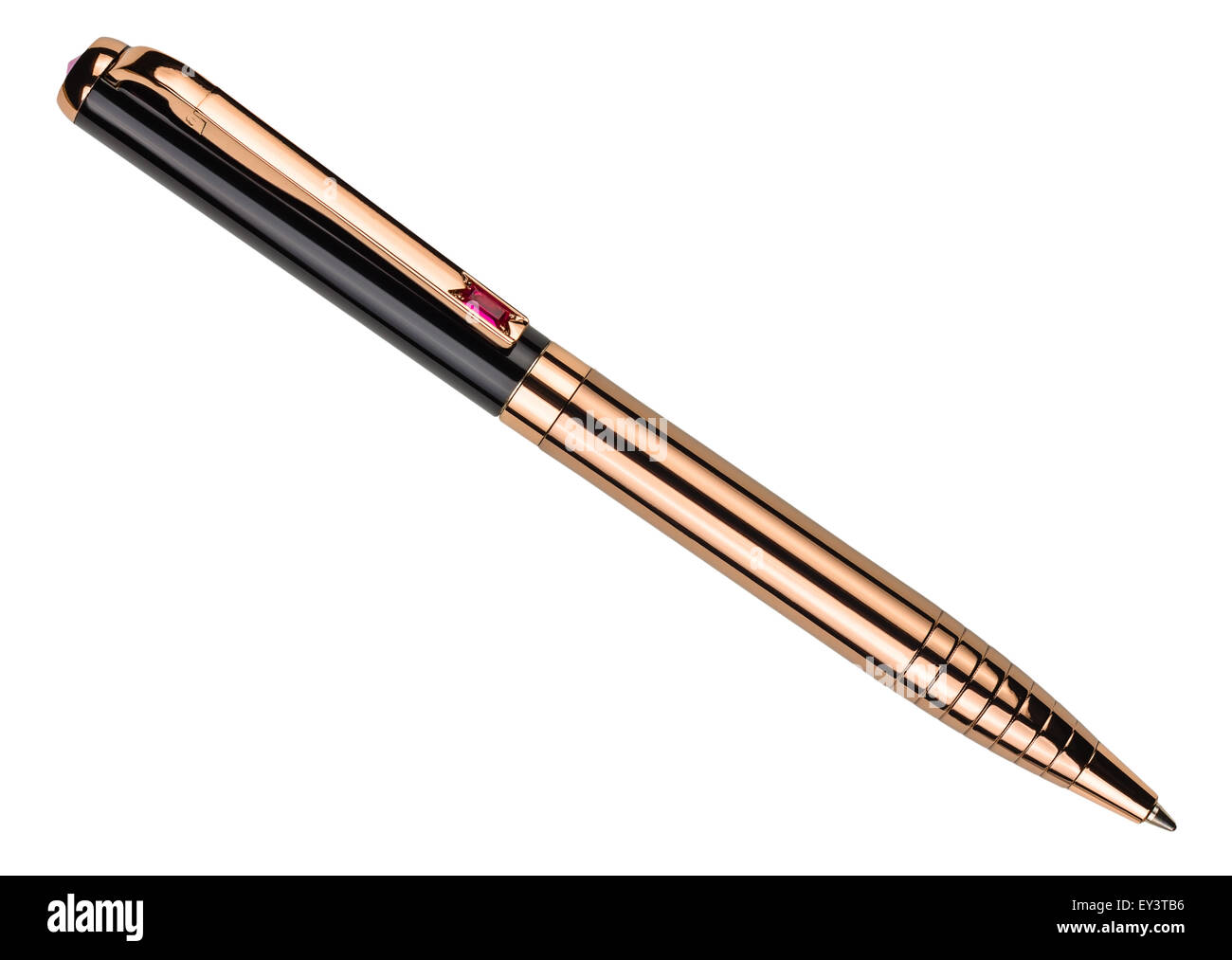 The Golden pen isolated on white background Stock Photo - Alamy