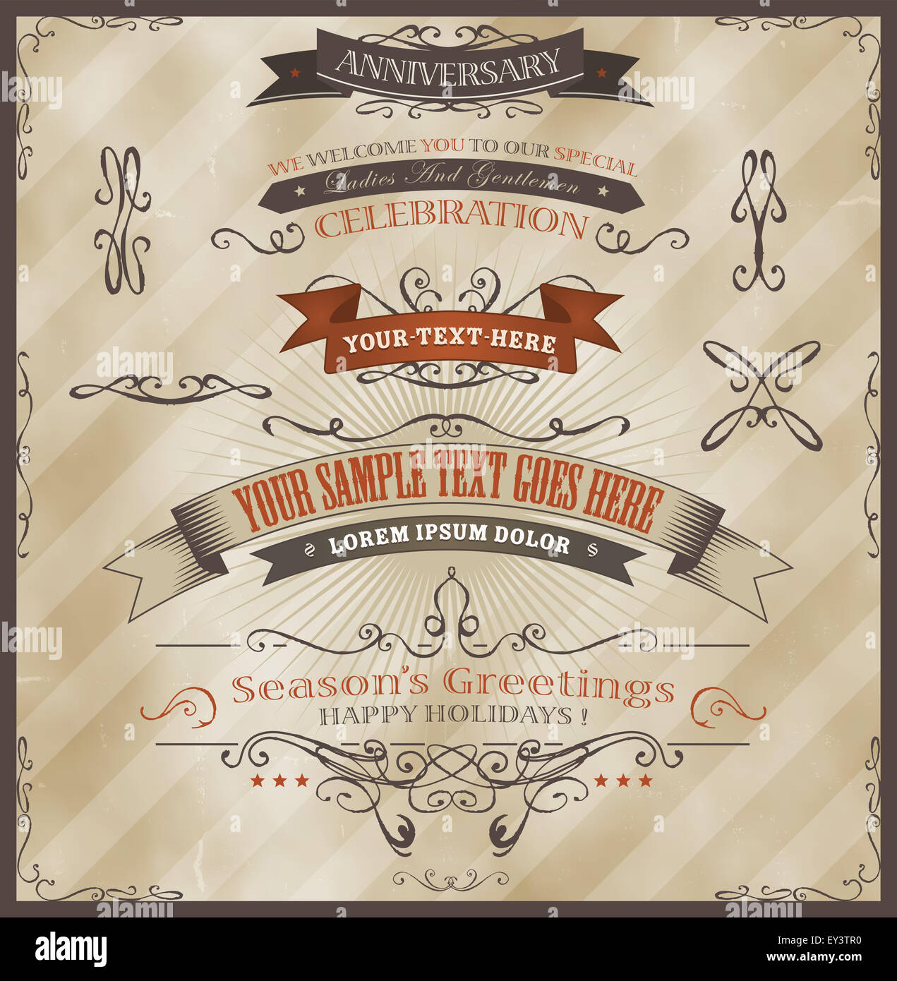 Illustration of vintage grunge banners and ribbons, for invitation ...