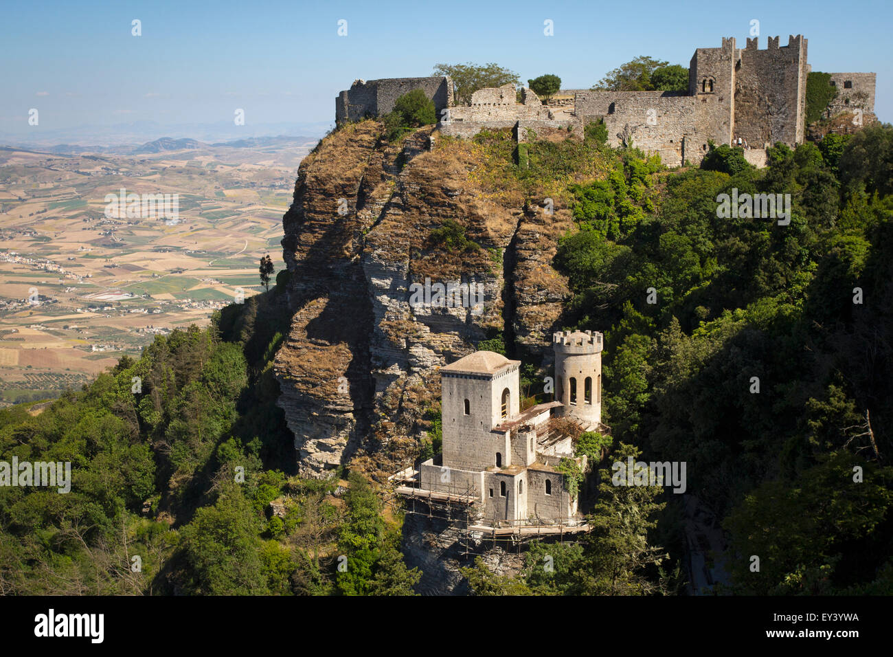 Medieval castle on the hillside in Erice Stock Photo - Alamy