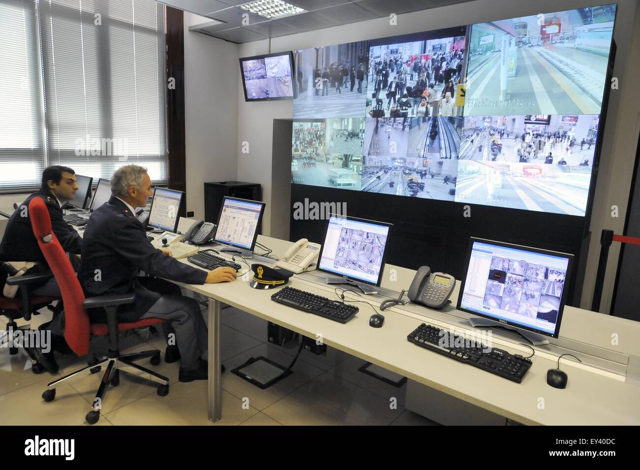 Milan, Italy, police control room for video surveillance system at ...