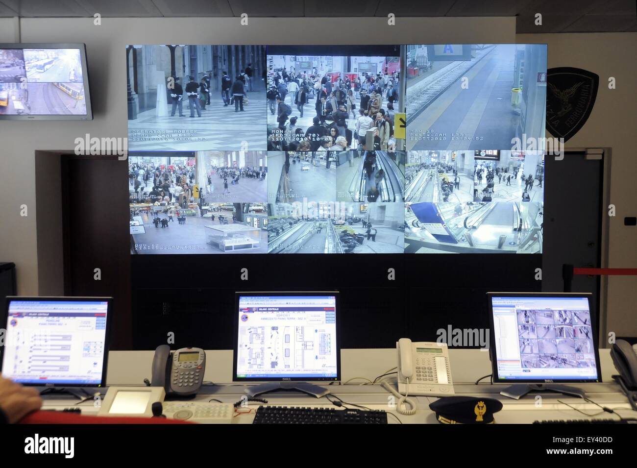 Milan, Italy, police control room for video surveillance system at ...