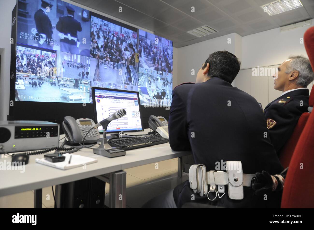 Milan, Italy, police control room for video surveillance system at ...