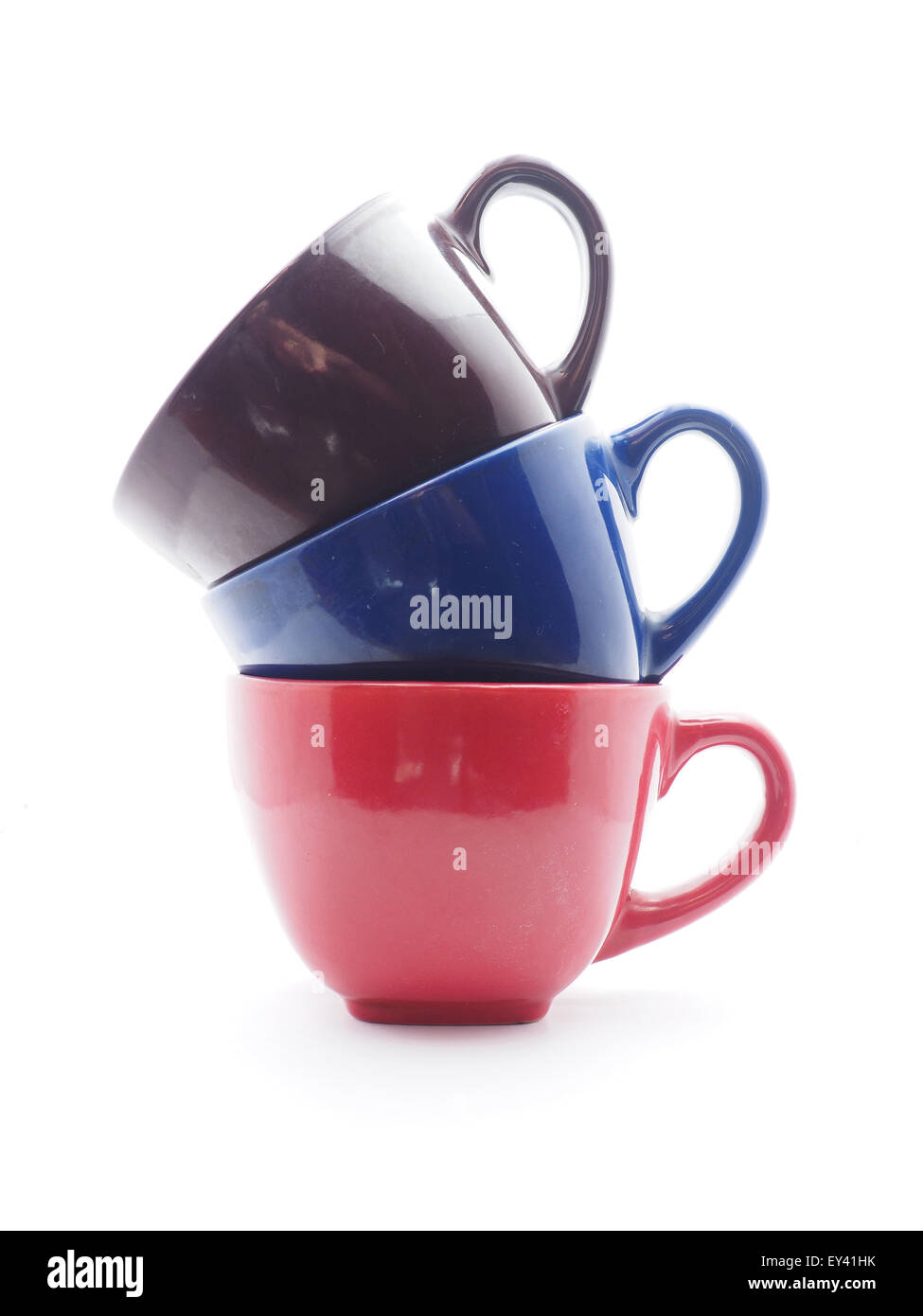 colorful cups on white background Stock Photo - Alamy
