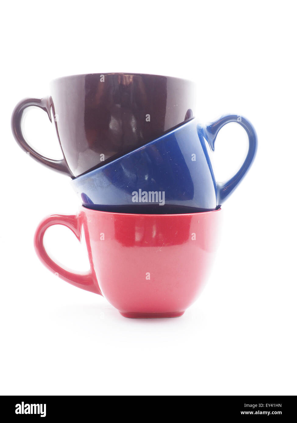 colorful cups on white background Stock Photo - Alamy