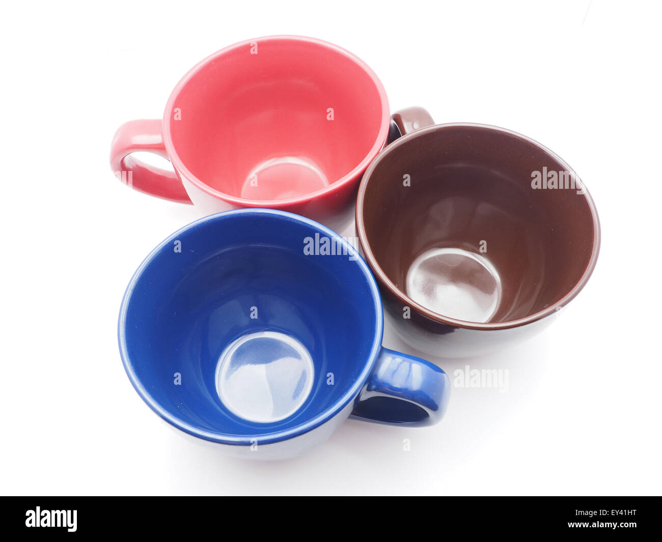 colorful cups on white background Stock Photo - Alamy