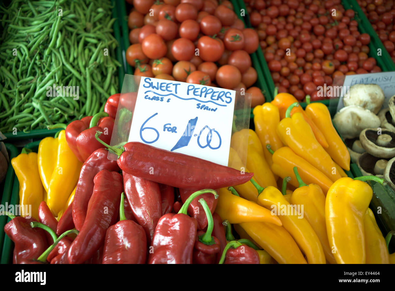 Sweet Peppers Market Stall Stock Photo - Alamy