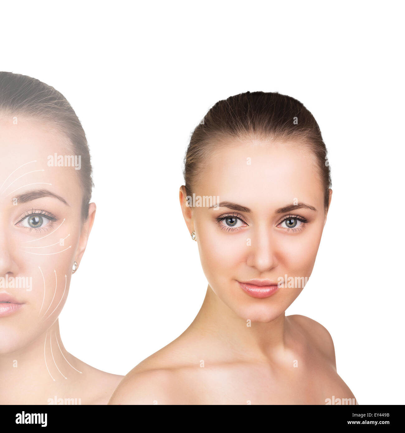 Young happy female face Stock Photo - Alamy