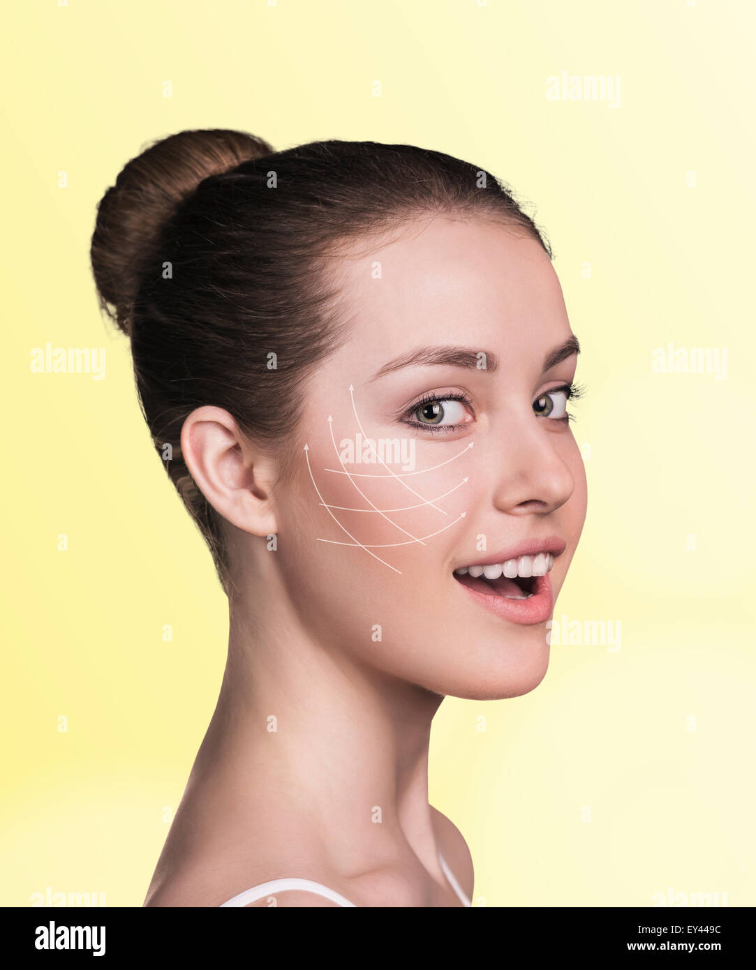 Young happy female face Stock Photo - Alamy