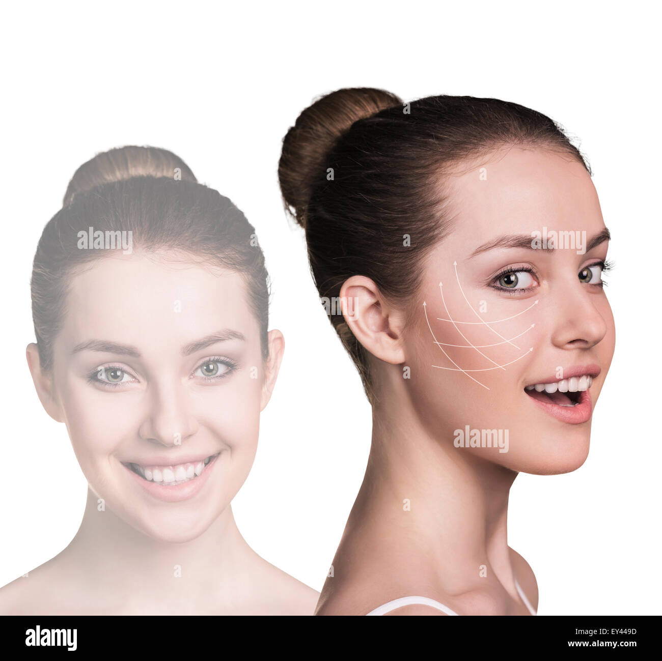 Young happy female face Stock Photo - Alamy