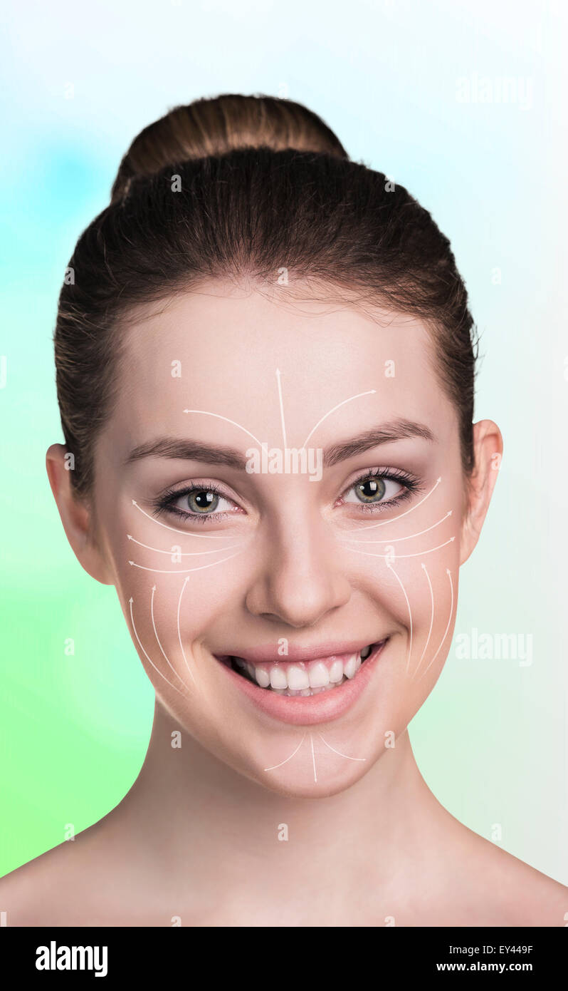 Young happy female face Stock Photo - Alamy