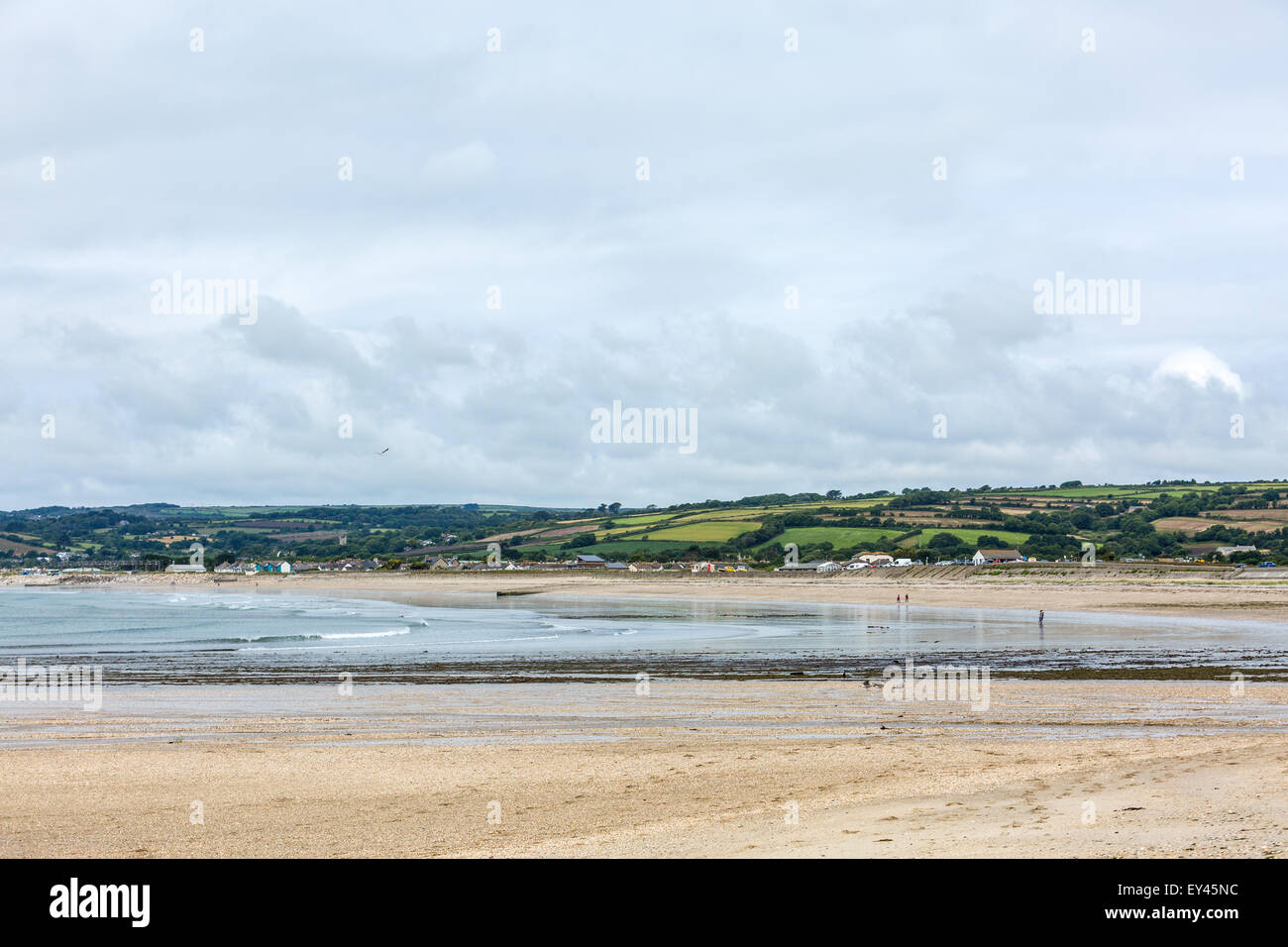 Marazion beach at low tide on a foggy day, Cornwall, UK Stock Photo - Alamy
